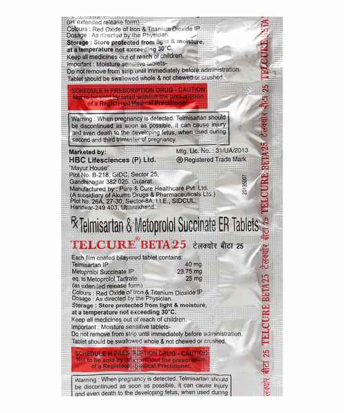 Telcure Beta 25mg Tab Hbc Lifesciences P Ltd Buy Telcure Beta 25