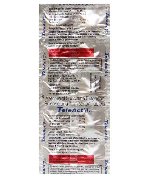 TELEACT BETA 25MG TAB ( SUN PHARMA ) - Buy TELEACT BETA 25MG - MedPlusMart